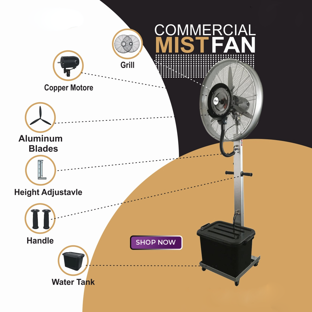 Outdoor Commercial Mist Fan Buy Online With 41L Water Tank — Bharat ...