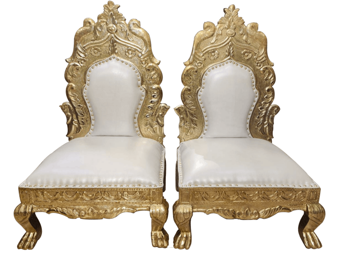 White With Gold Vedi Chairs For Wedding Ceremony — Bharat Wholesales
